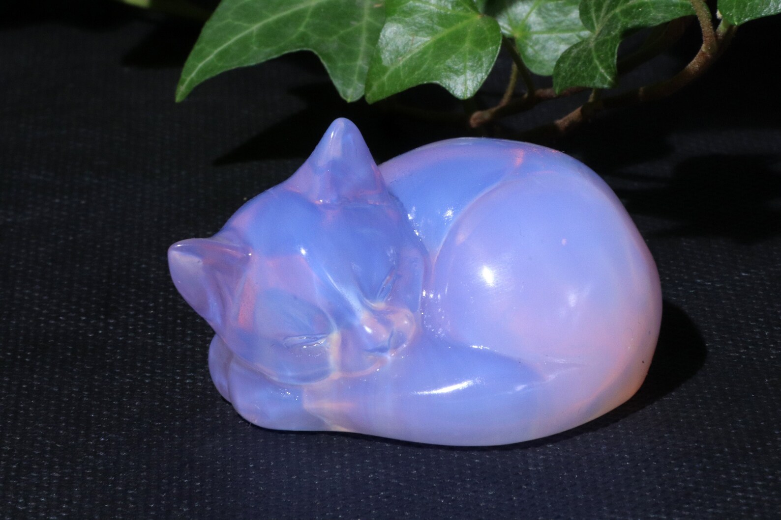2 '' Synthetic Pink Opal Sleeping Cat Opalite Cat | Etsy