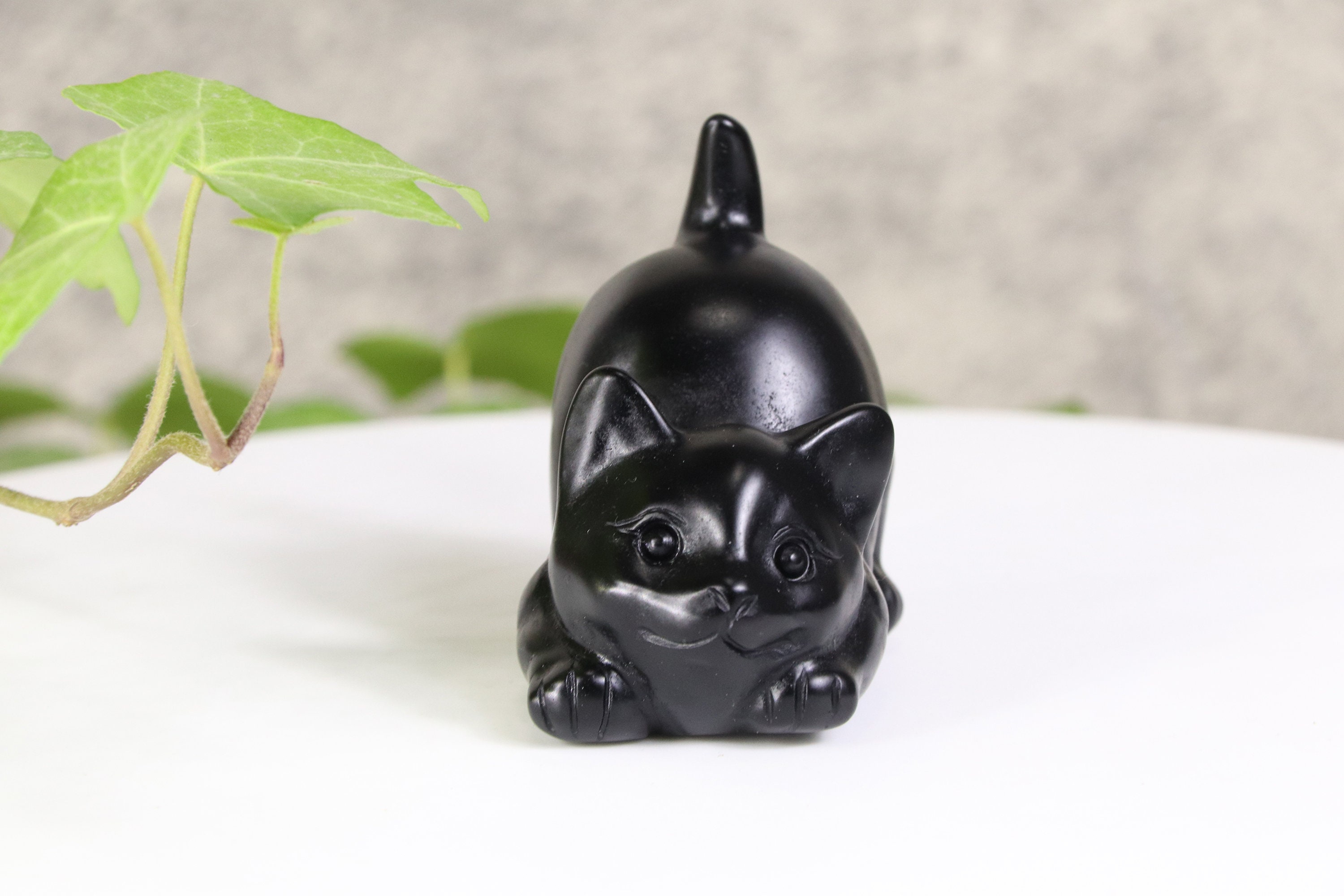 2 '' Natural obsidian cat crystal Kitty kitty gift | Etsy