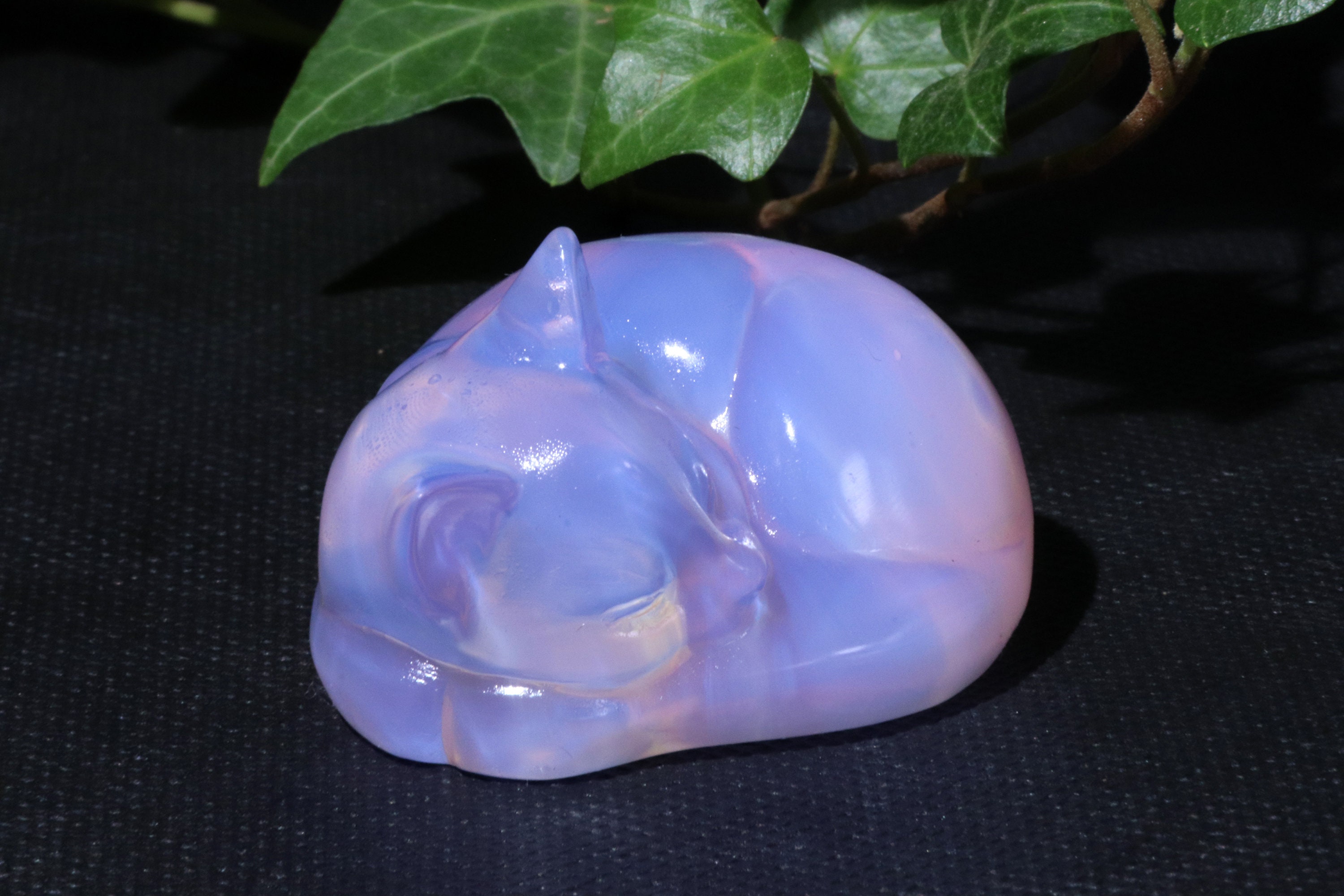 2 '' Synthetic Pink Opal Sleeping Cat, Opalite Cat Statue, Crystal Cat ...