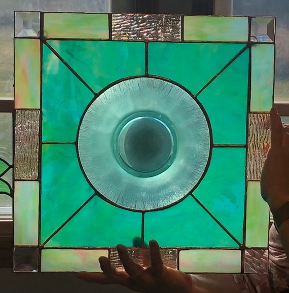 Turquoise Carnival Glass Framed - Etsy