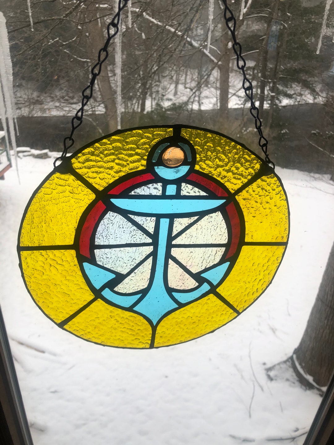 Stained Glass Anchor Handmade in Traditional Tiffany Style - Etsy