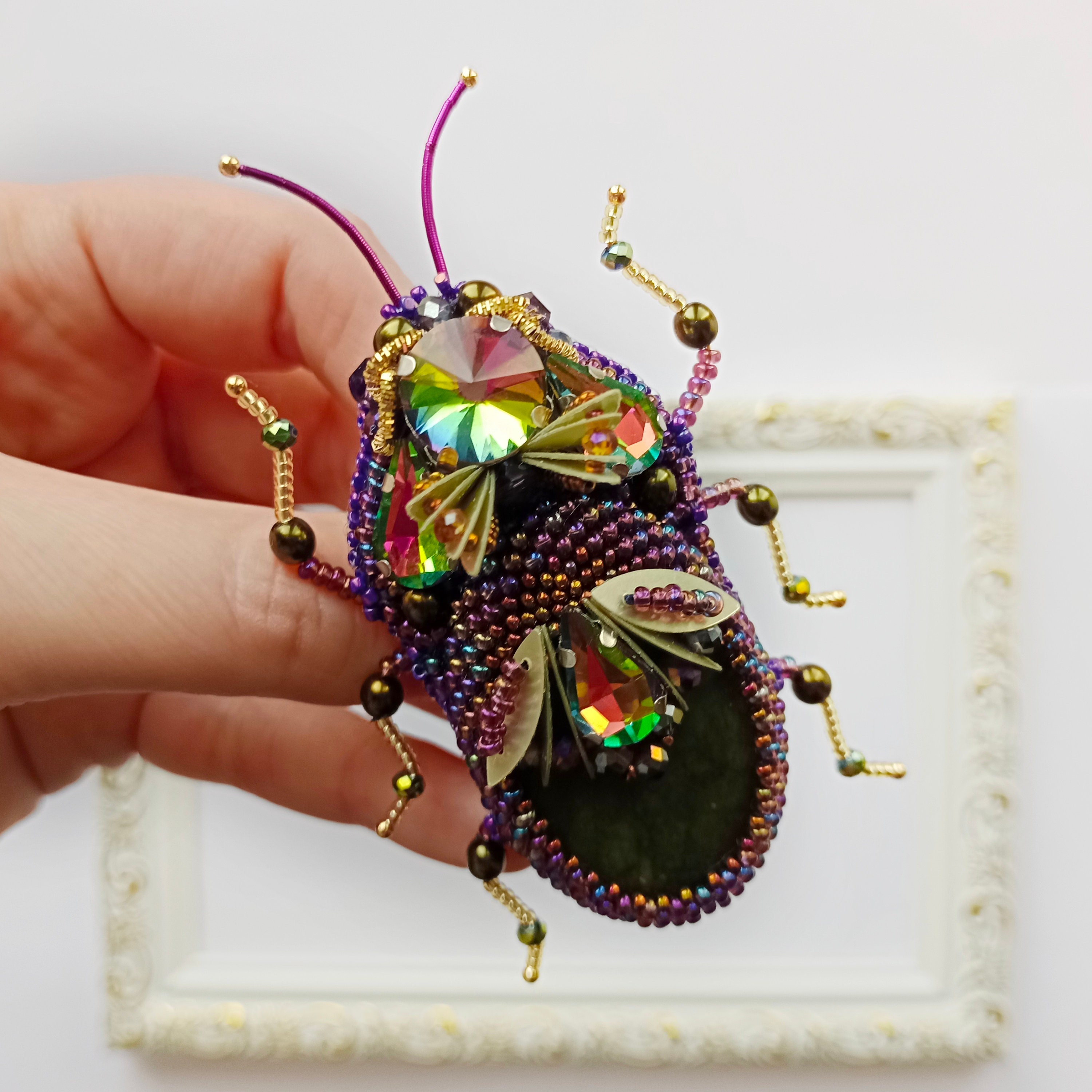 Pin Beetle. Brooch Beaded Insect. Cicada Grasshopper Dragonfly ...