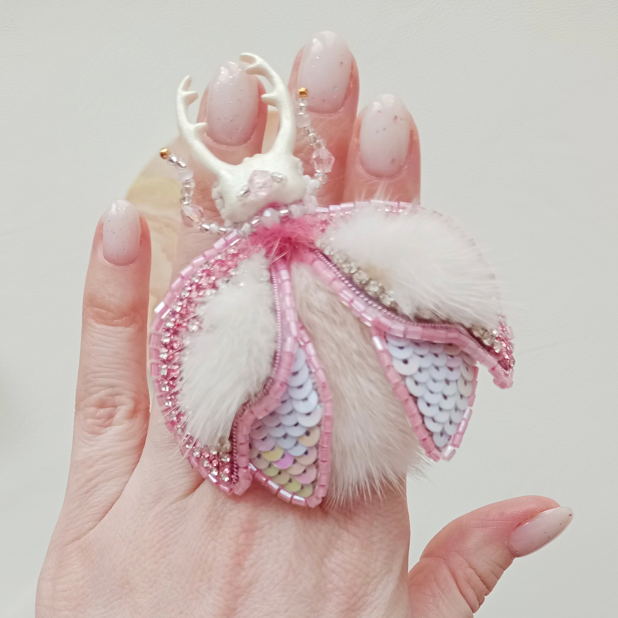 Brooch-pin Moth. Cicada With Fur, Butterfly, Embroidered Beetle ...