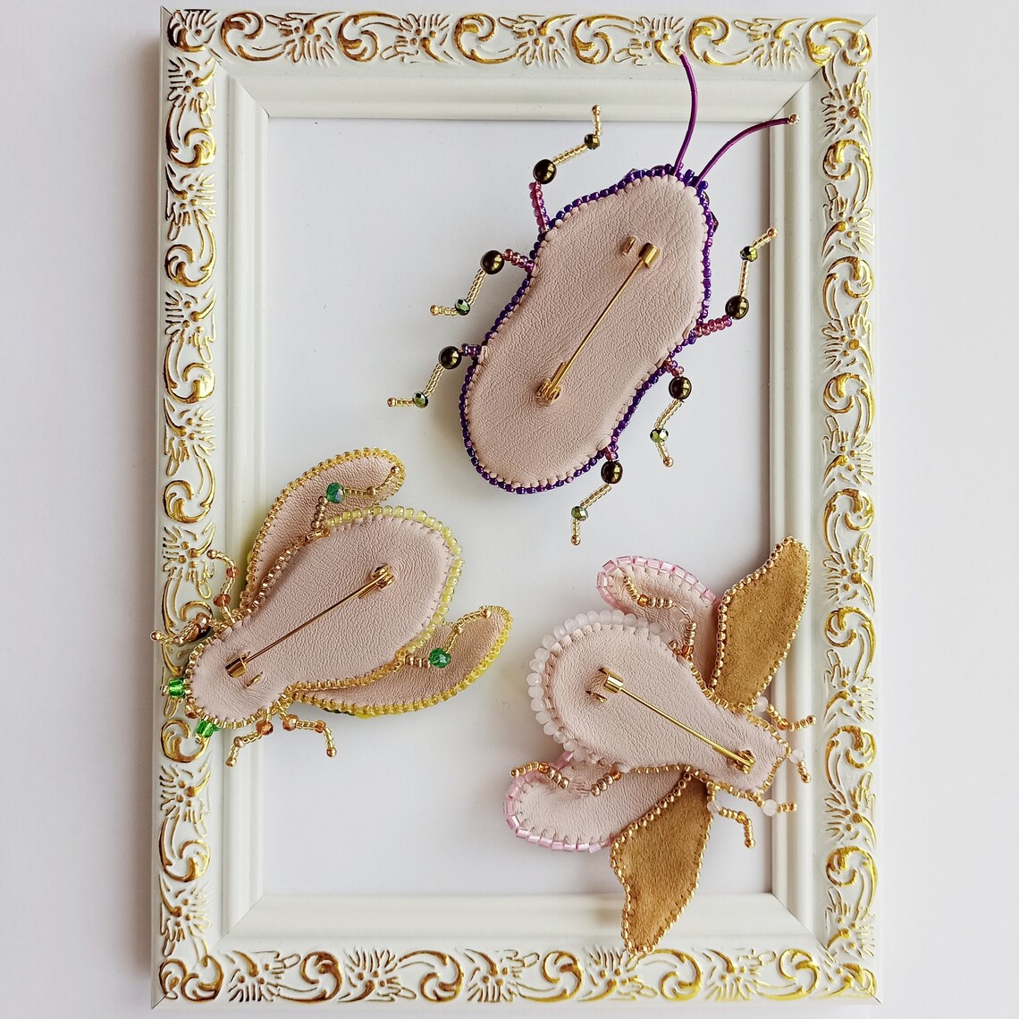 Pin Beetle. Brooch Beaded Insect. Cicada Grasshopper Dragonfly ...