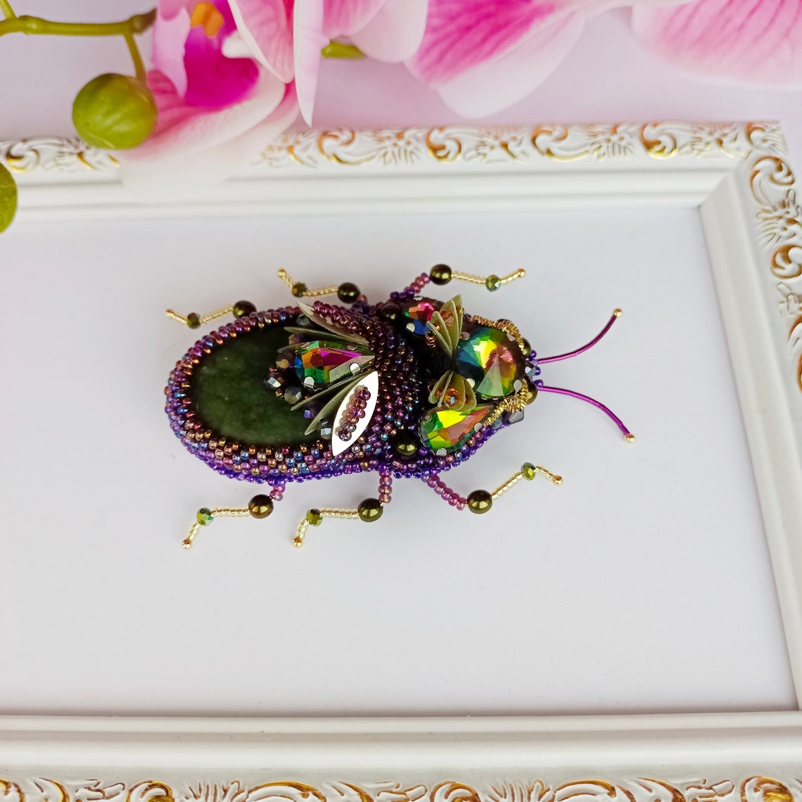 Pin Beetle. Brooch Beaded Insect. Cicada Grasshopper Dragonfly ...