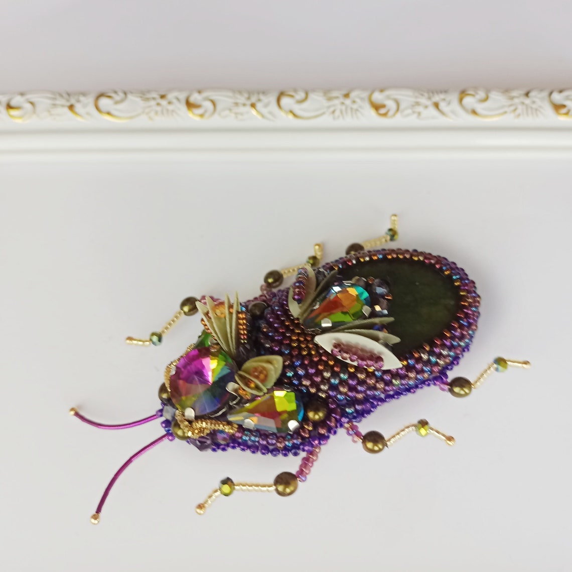 Pin Beetle. Brooch Beaded Insect. Cicada Grasshopper Dragonfly ...