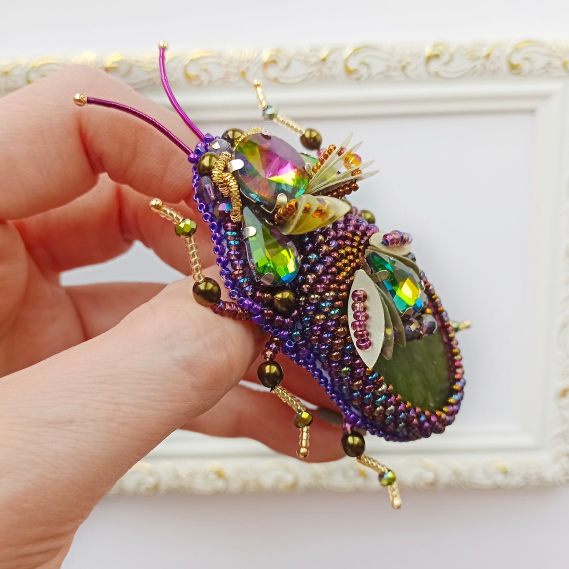 Pin Beetle. Brooch Beaded Insect. Cicada Grasshopper Dragonfly ...
