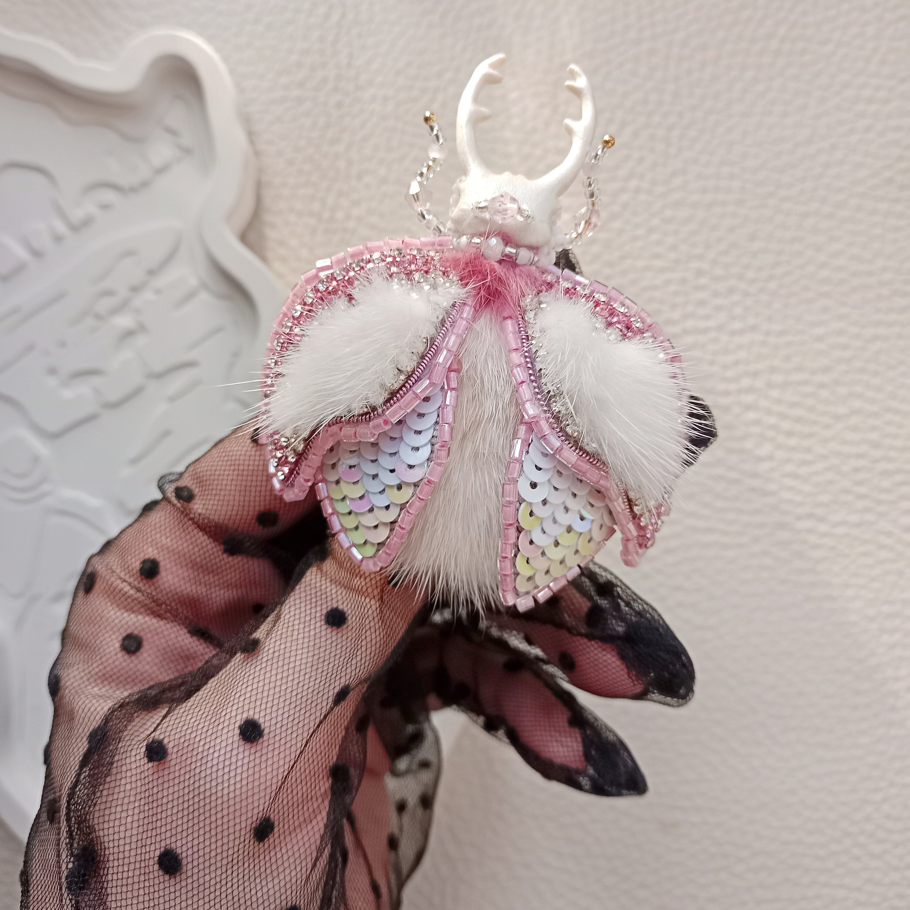 Brooch-pin Moth. Cicada With Fur, Butterfly, Embroidered Beetle ...