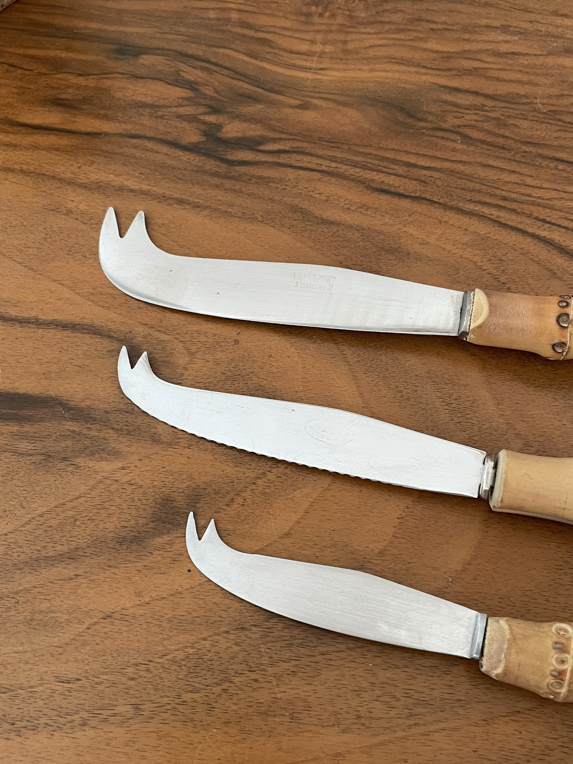 Home & Living Set of 3 knives handle bamboo vintage tiki boho chic ...