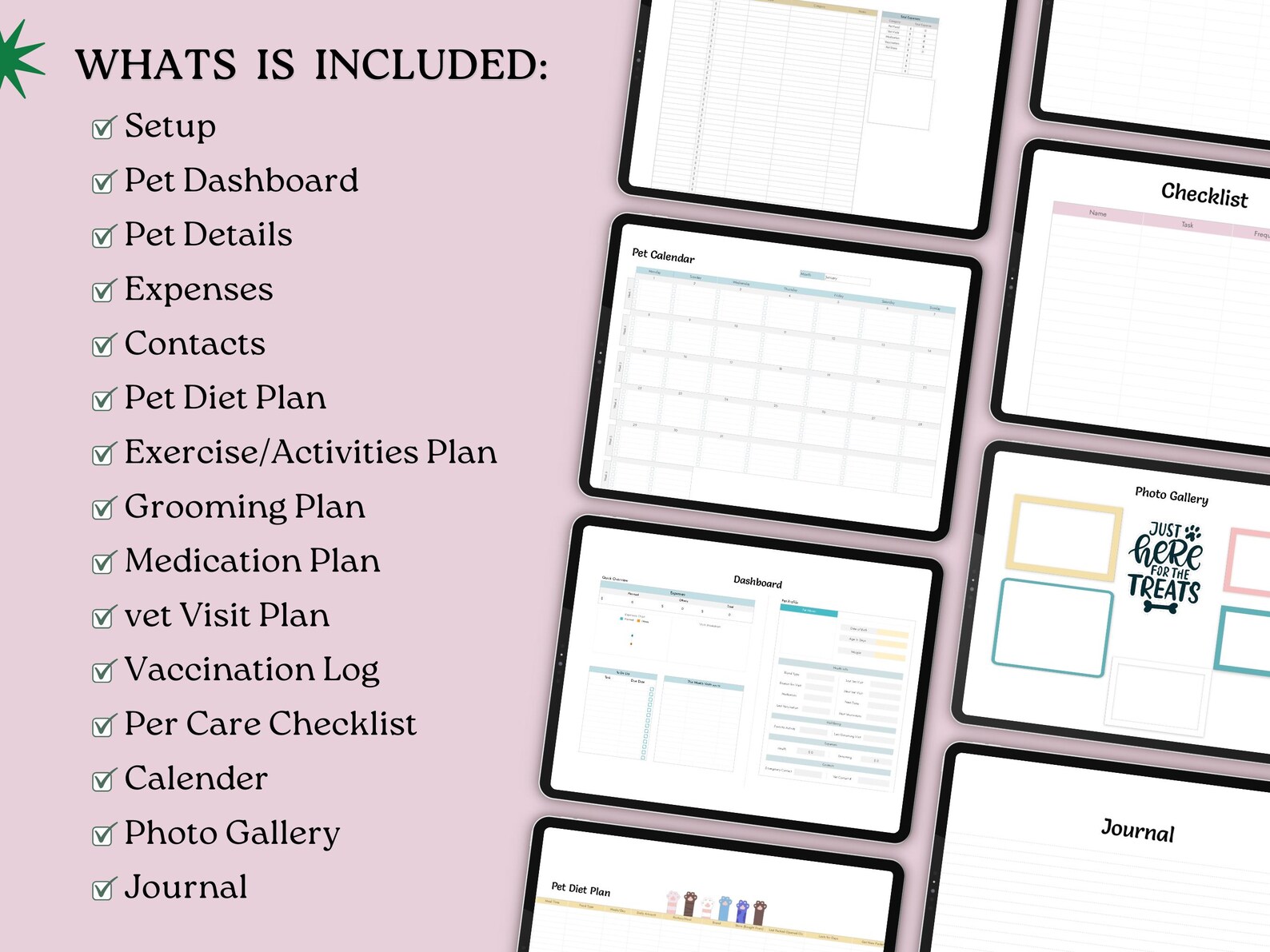 Dog Corner Pet Planner Spreadsheet | Editable Dog Care Tracker ...