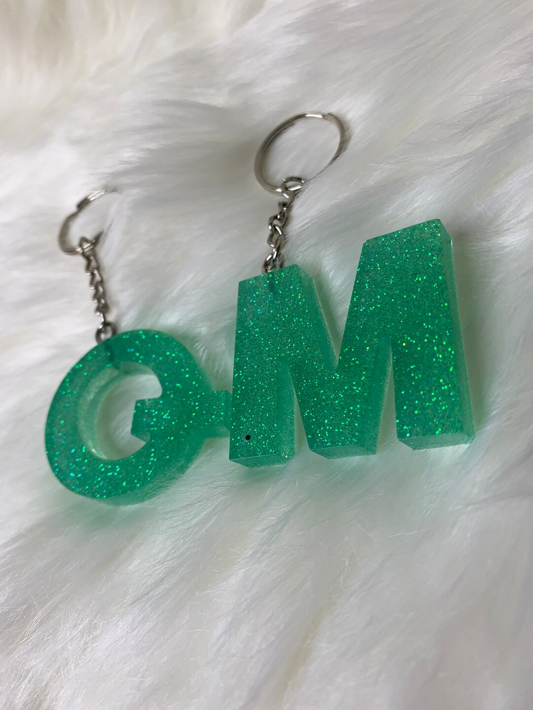 Sea Foam Green Initial Keychain | Sea Foam Green Letter Keychain ...