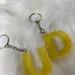 Neon Yellow Letter Keychain | Resin Keychain | Neon Yellow Keychain ...