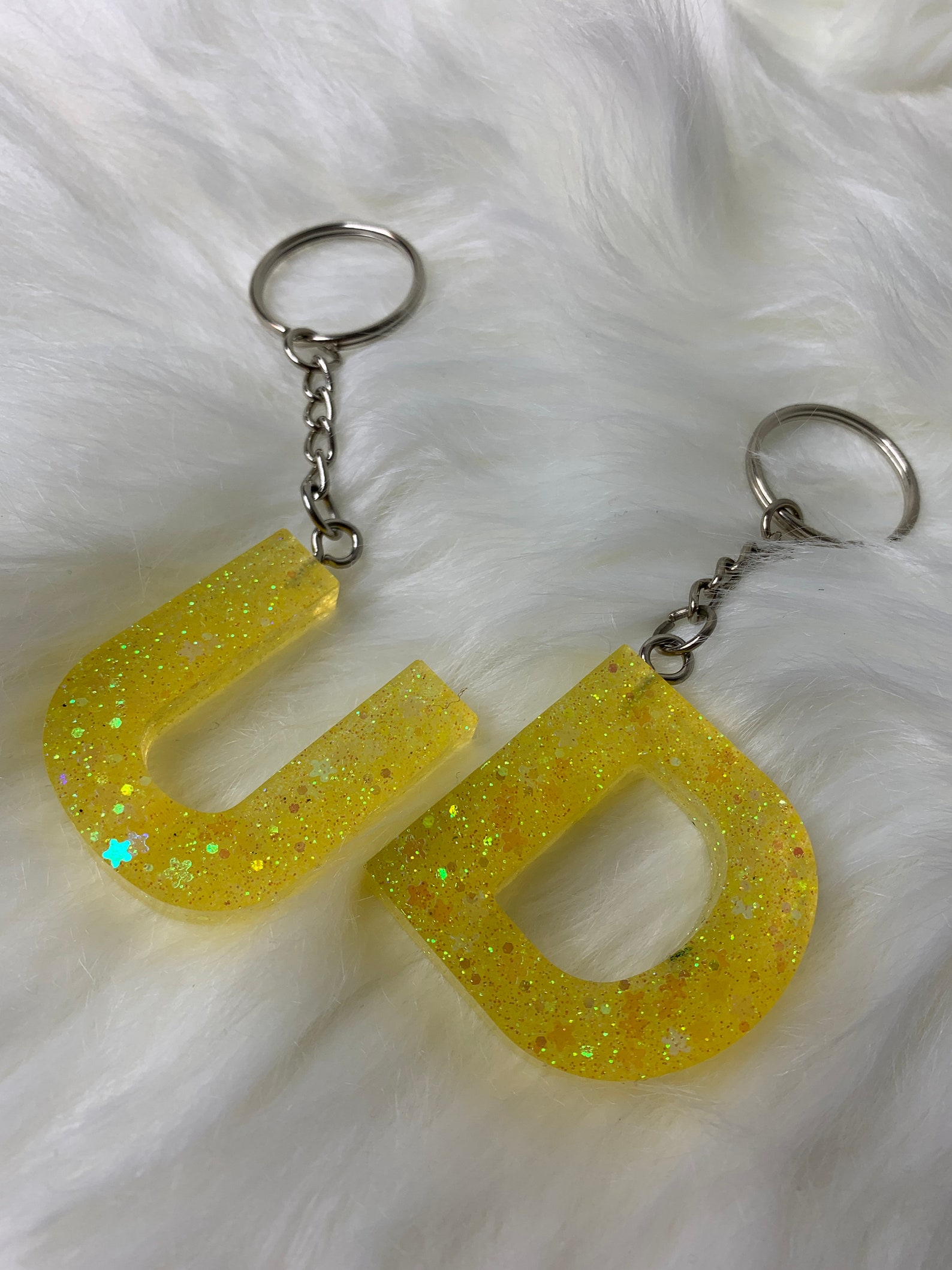 Neon Yellow Letter Keychain | Resin Keychain | Neon Yellow Keychain ...