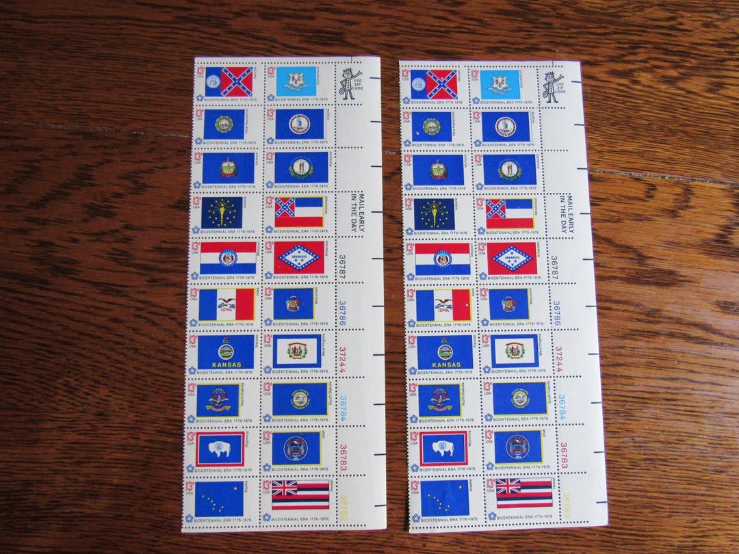 1976 Unused State Flags (2) Blocks of 20 - 13 Cent Stamps - Etsy