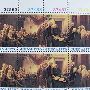 1976 Declaration of Independence Mint Plate Block Unused 13 Cent Stamps ...