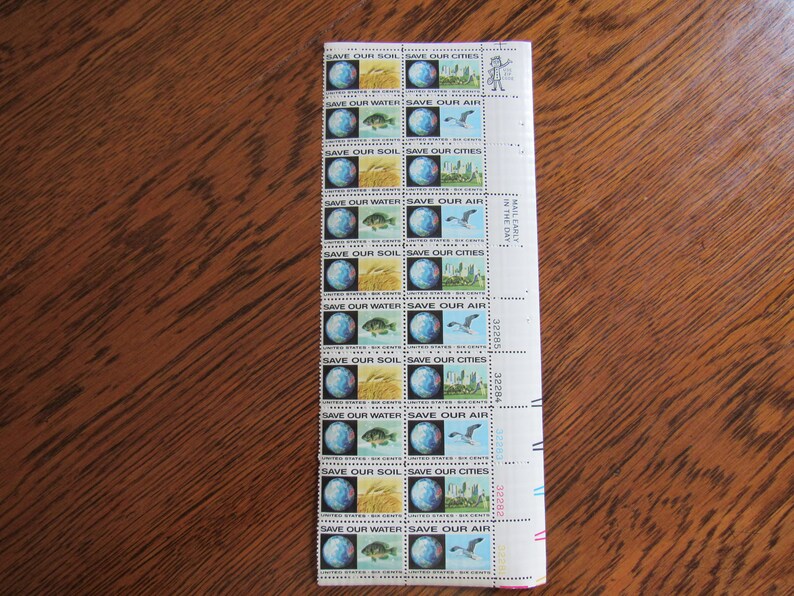 Save Our Soil, Water, Air and Cities 6 Cent Unused Stamps (block of 20 ...