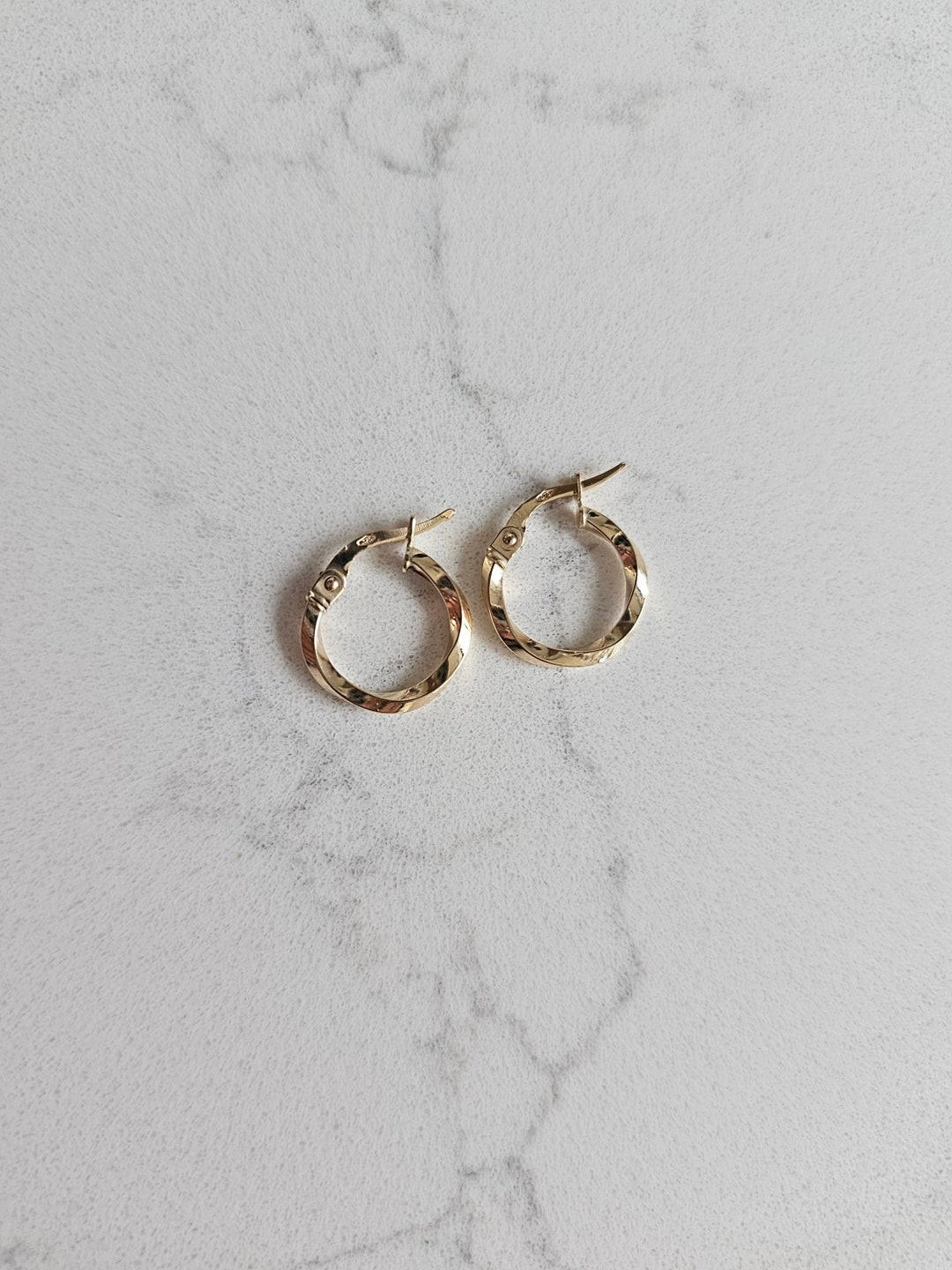 9ct Gold Twisted Creole Hoop Earrings - Etsy