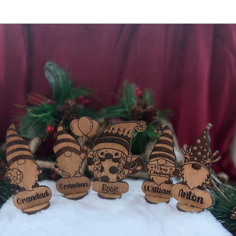 Personalised Gonk Place Names: Rustic Oak Christmas Table Decor - Etsy