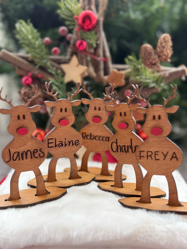 Personalised Reindeer Place Setting | Rustic Christmas Table Decor ...