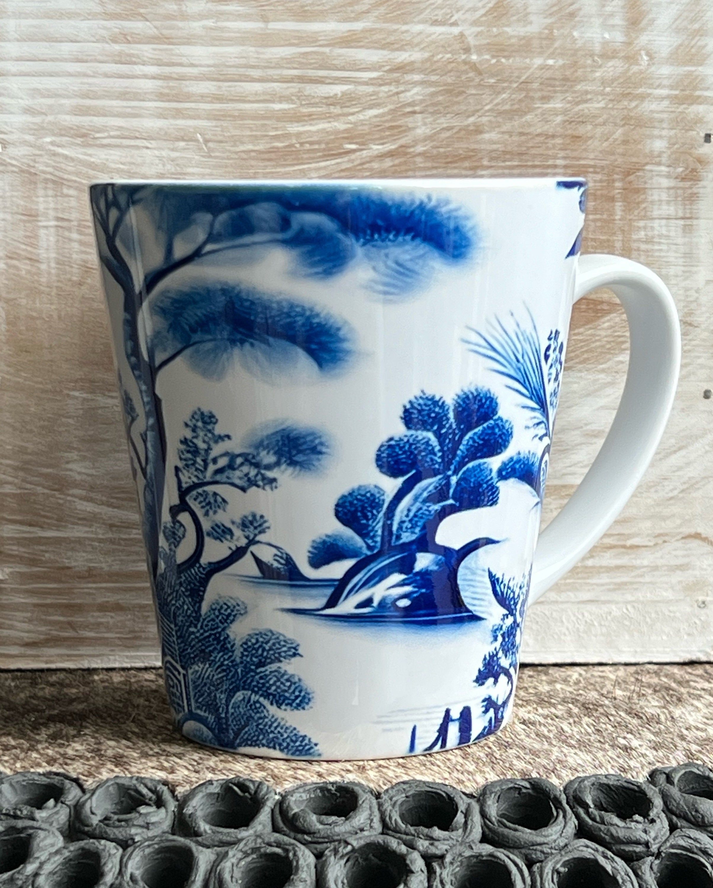 Blue Willow Cup, Vintage Blue Willow Inspired Pattern, Blue Willow Mug ...
