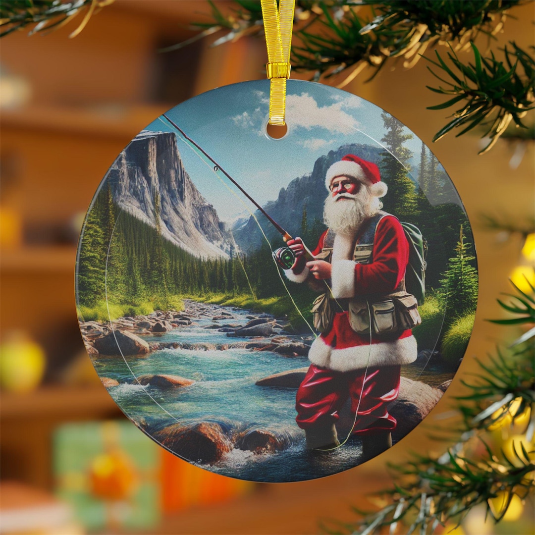 Fishing Santa Claus, Fishing Ornament, Fly Fishing Ornament, Because ...