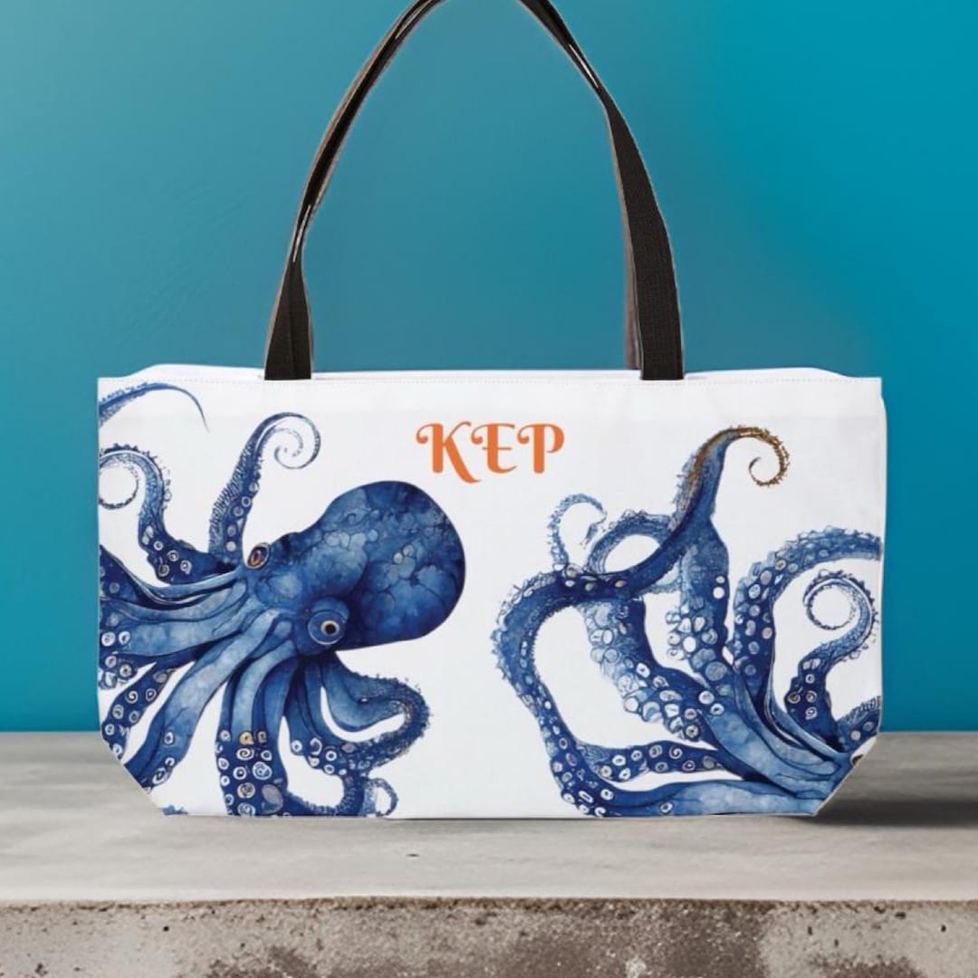 Custom Beach Bag, Octopus Bag, Ocean Themed Bag, Coastal Beach Bag ...