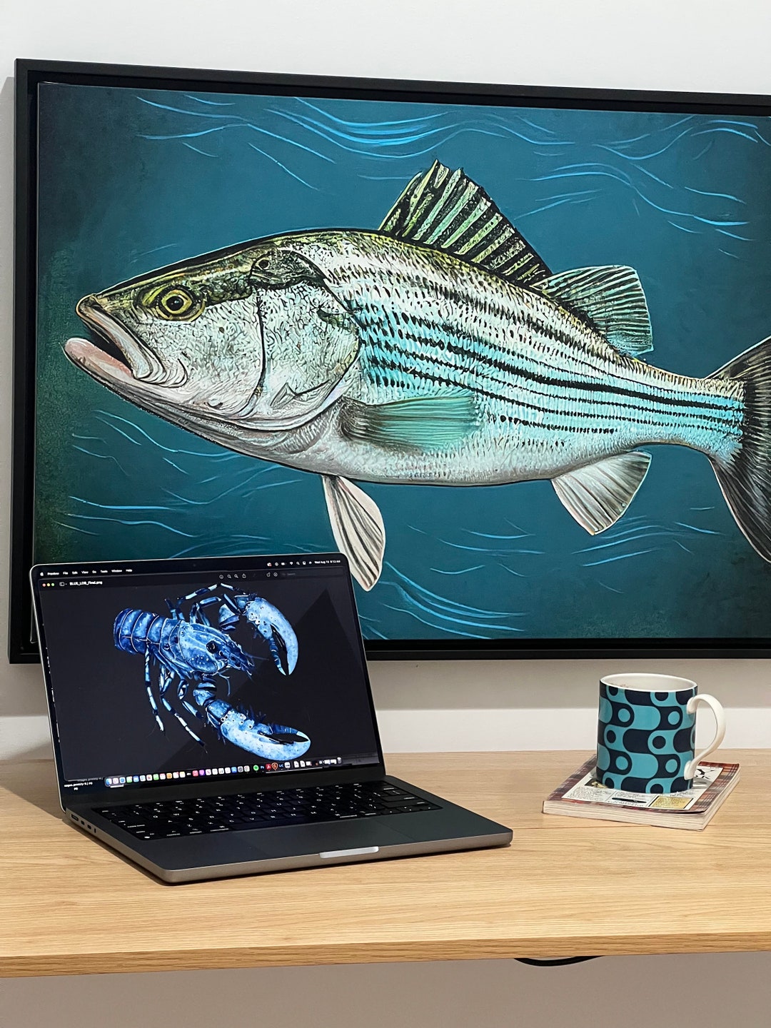 Striped Bass on Canvas, Striped Bass Art, Fishing Gift, Fishing Art ...