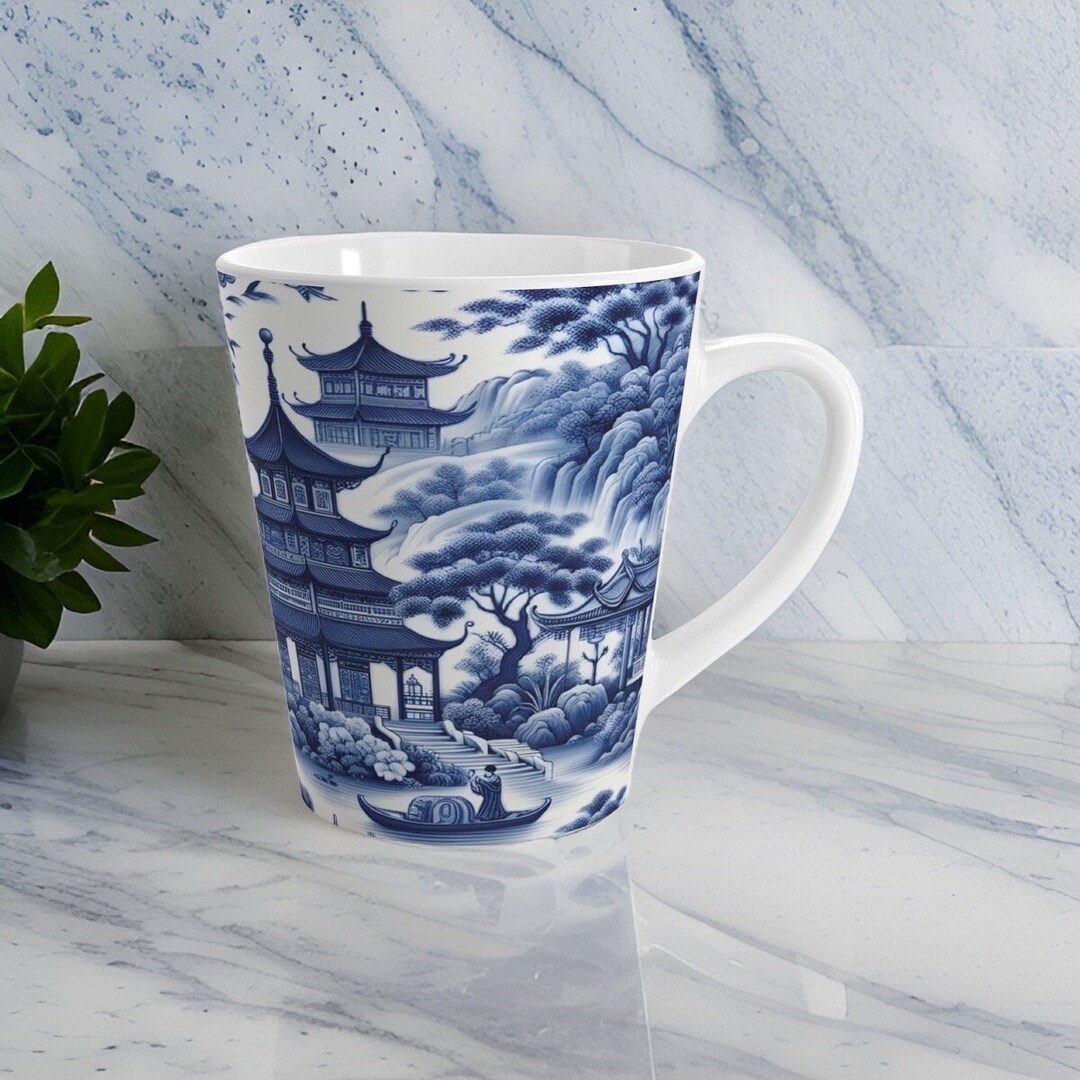 Blue Willow Cup, Vintage Blue Willow Inspired Pattern, Blue Willow Mug ...