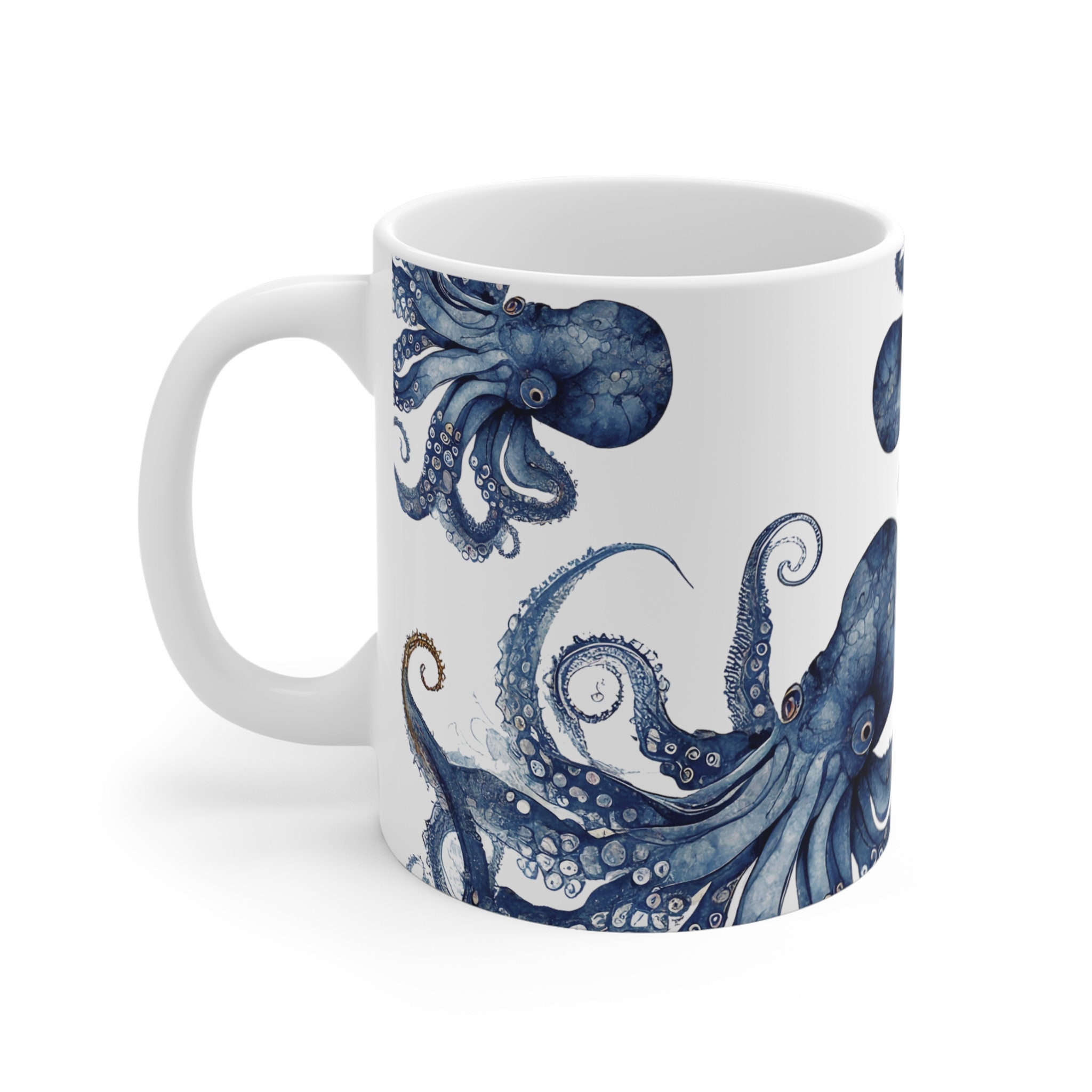Blue Octopus Coffee Mug Striking Design, High-quality Ceramic Material ...