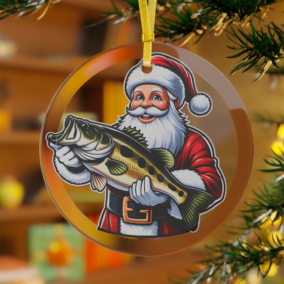 Fishing Santa Claus, Fishing Ornament, Bass Fishing Ornament, Because ...