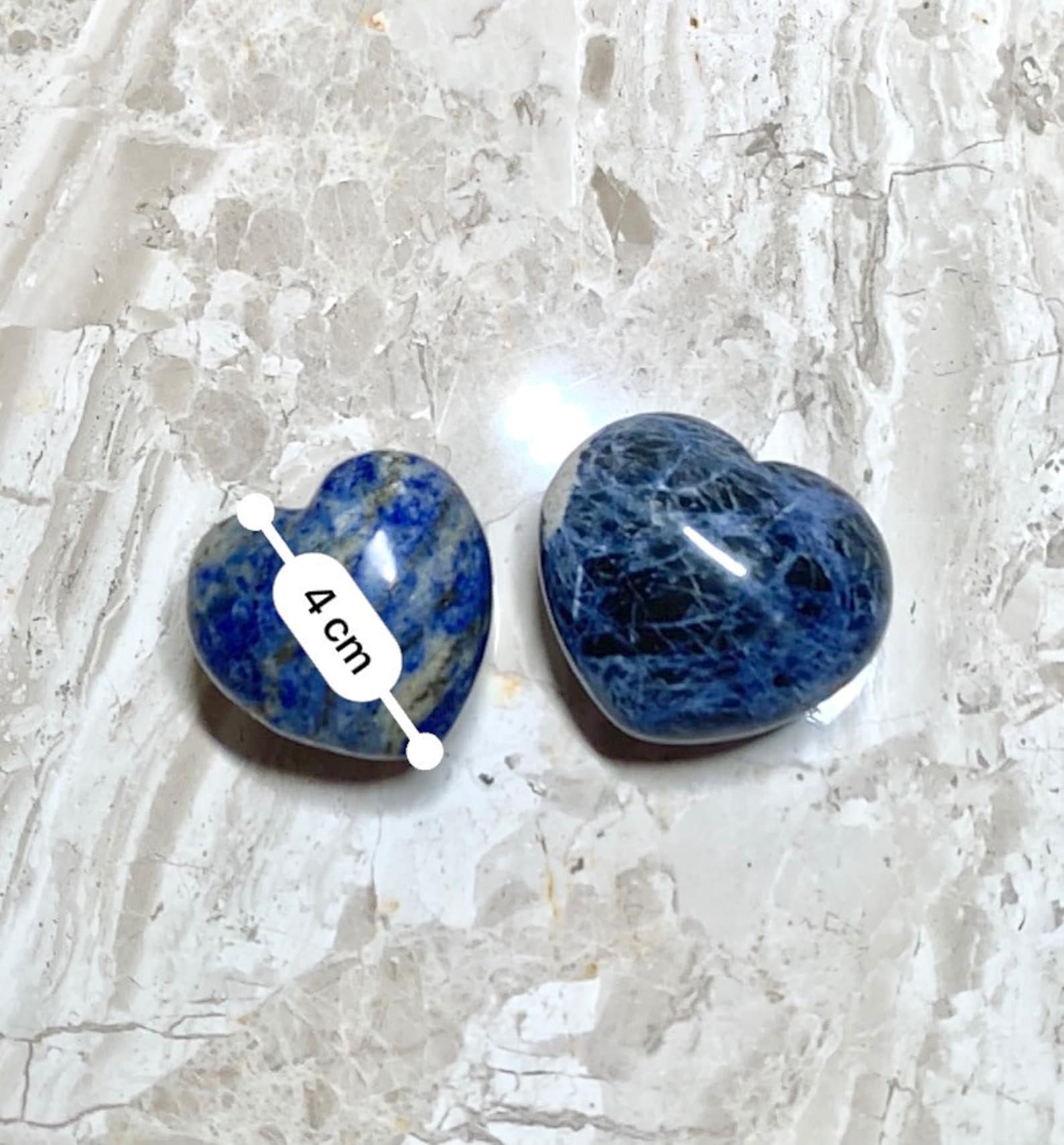 Natural Sodalite & Lapis Lazuli Heart Crystals, Geode Decor, Special ...