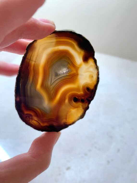 Natural Agate Crystal. Sliced Brown Agate Geode Decor | Etsy