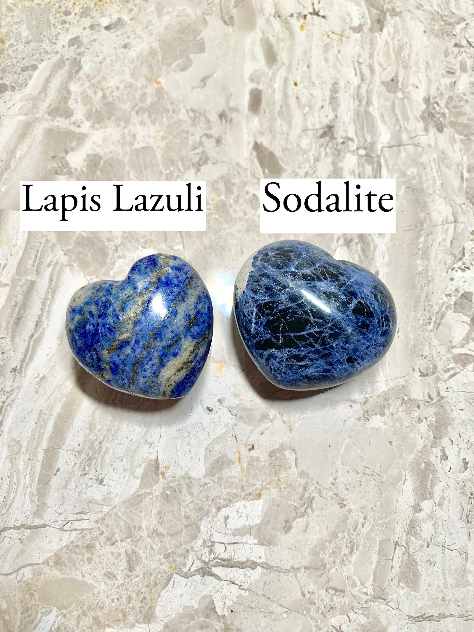 Natural Sodalite & Lapis Lazuli Heart Crystals, Geode Decor, Special ...