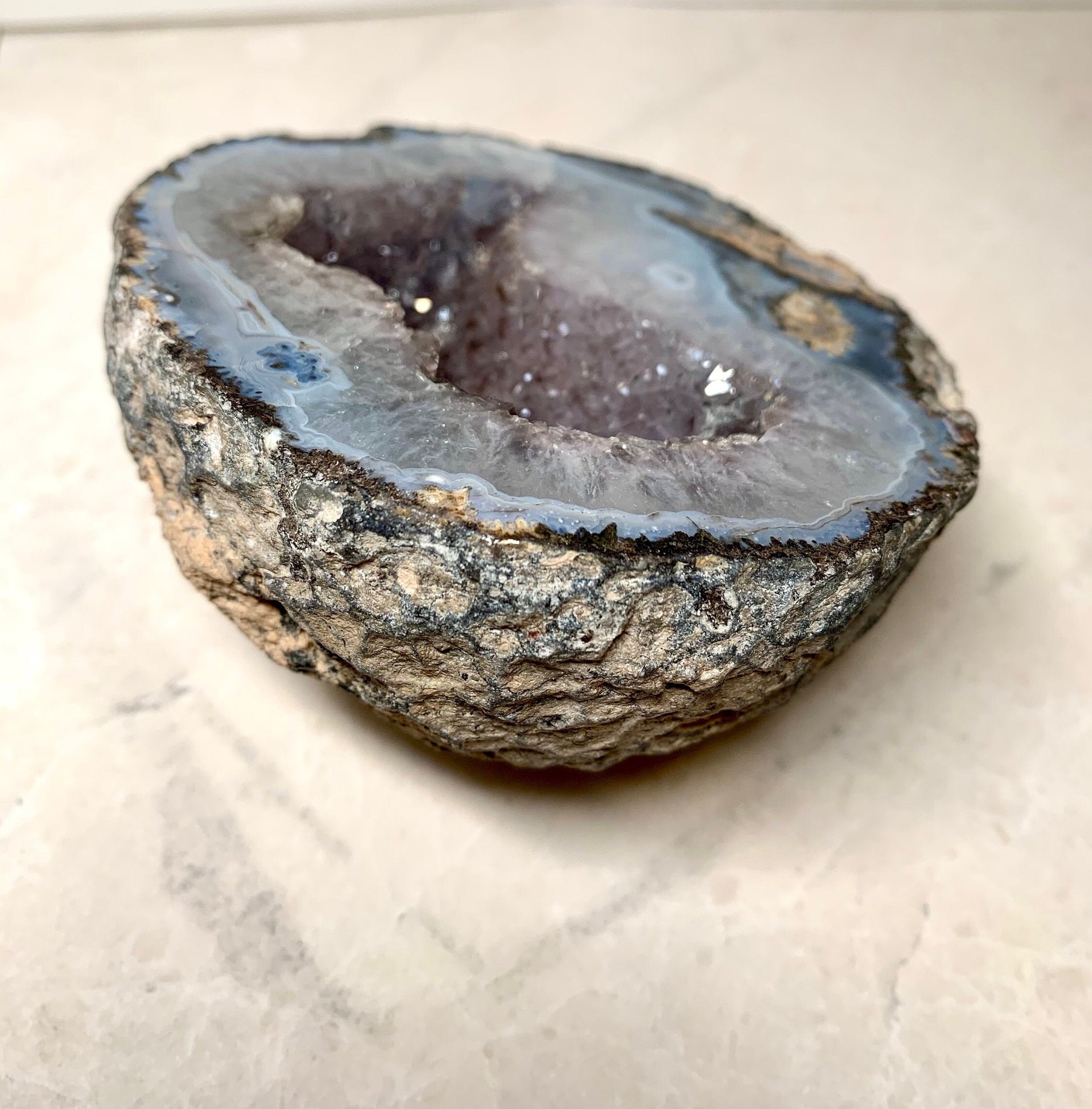 Rare Natural Blue Agate Cluster Crystal, Sliced Agate, Special Gift ...
