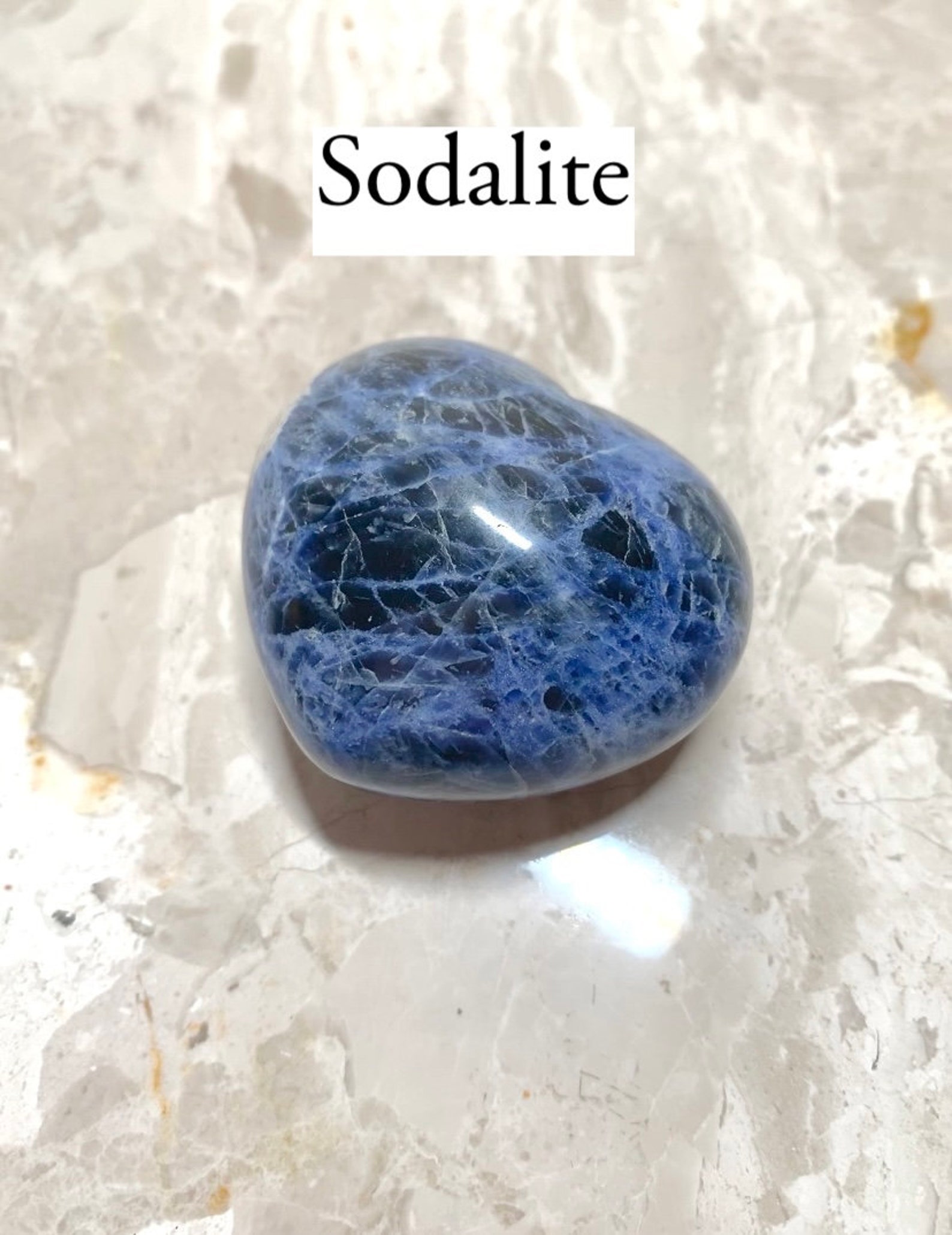 Natural Sodalite & Lapis Lazuli Heart Crystals, Geode Decor, Special ...