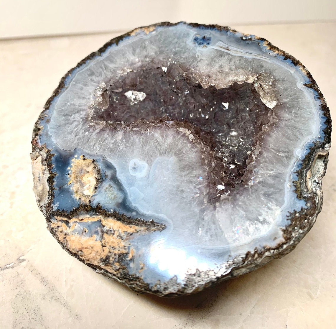Rare Natural Blue Agate Cluster Crystal, Sliced Agate, Special Gift ...