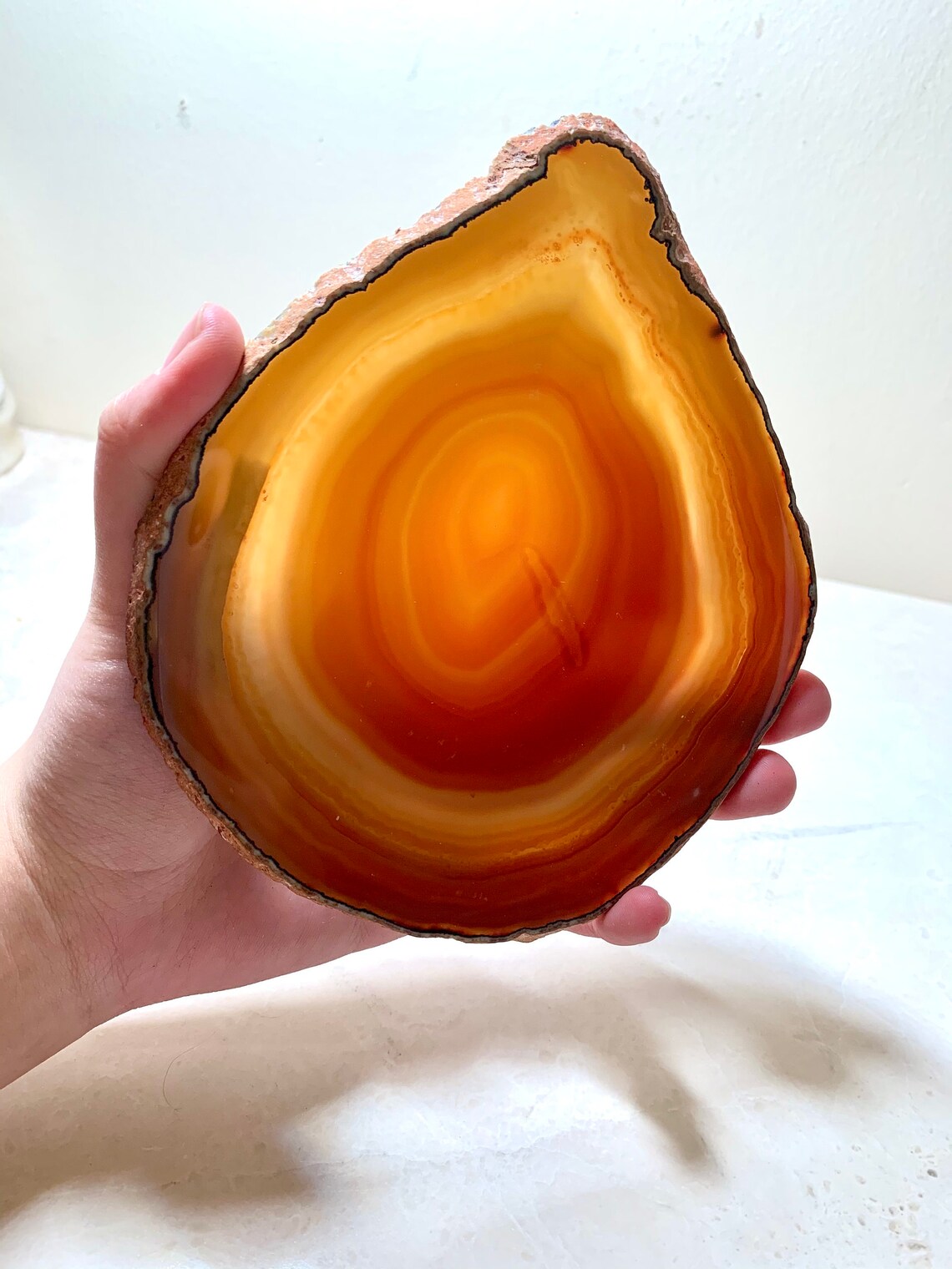 Natural Brown/orange Crystal Sliced Agate Coaster Geode - Etsy