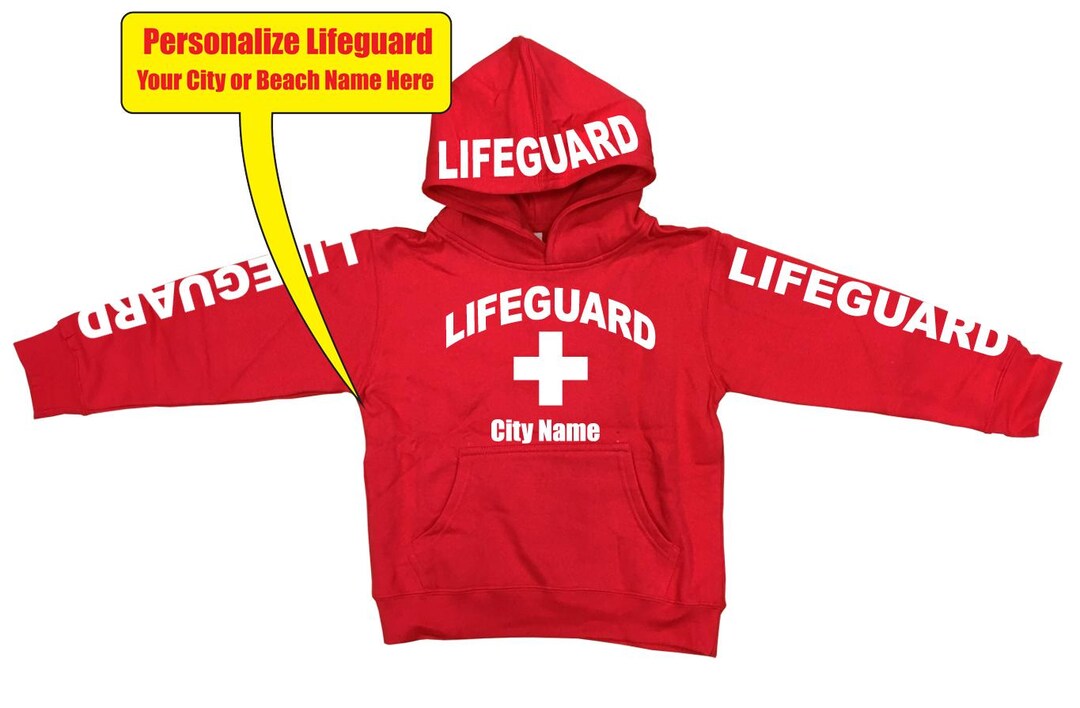 New for Youth Personalized Custom Sweater Lifeguard Red White Hoodie - Etsy
