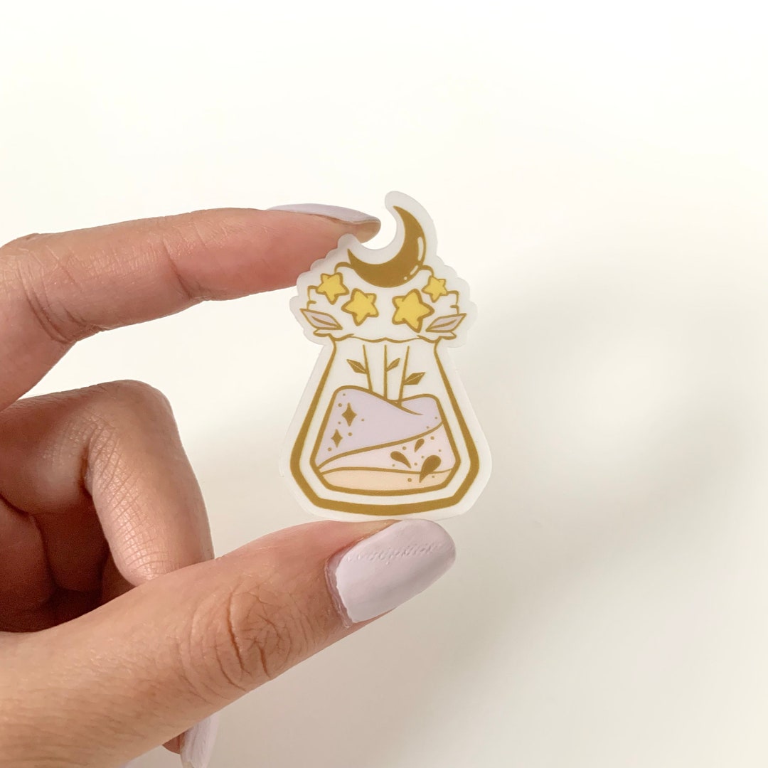 Lunar Bouquet Clear Vinyl Sticker | Cosmic Collection - Cute Moon ...