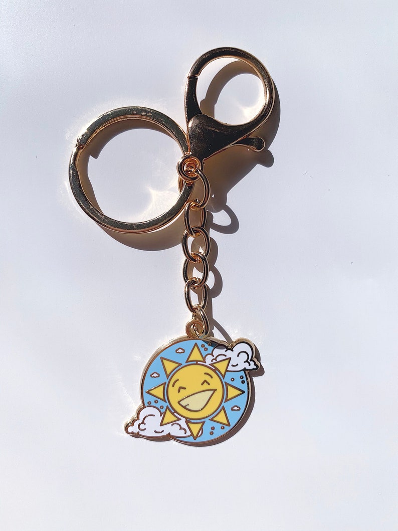 Sun Keychain Gold Hard Enamel Sun Keychain - Etsy