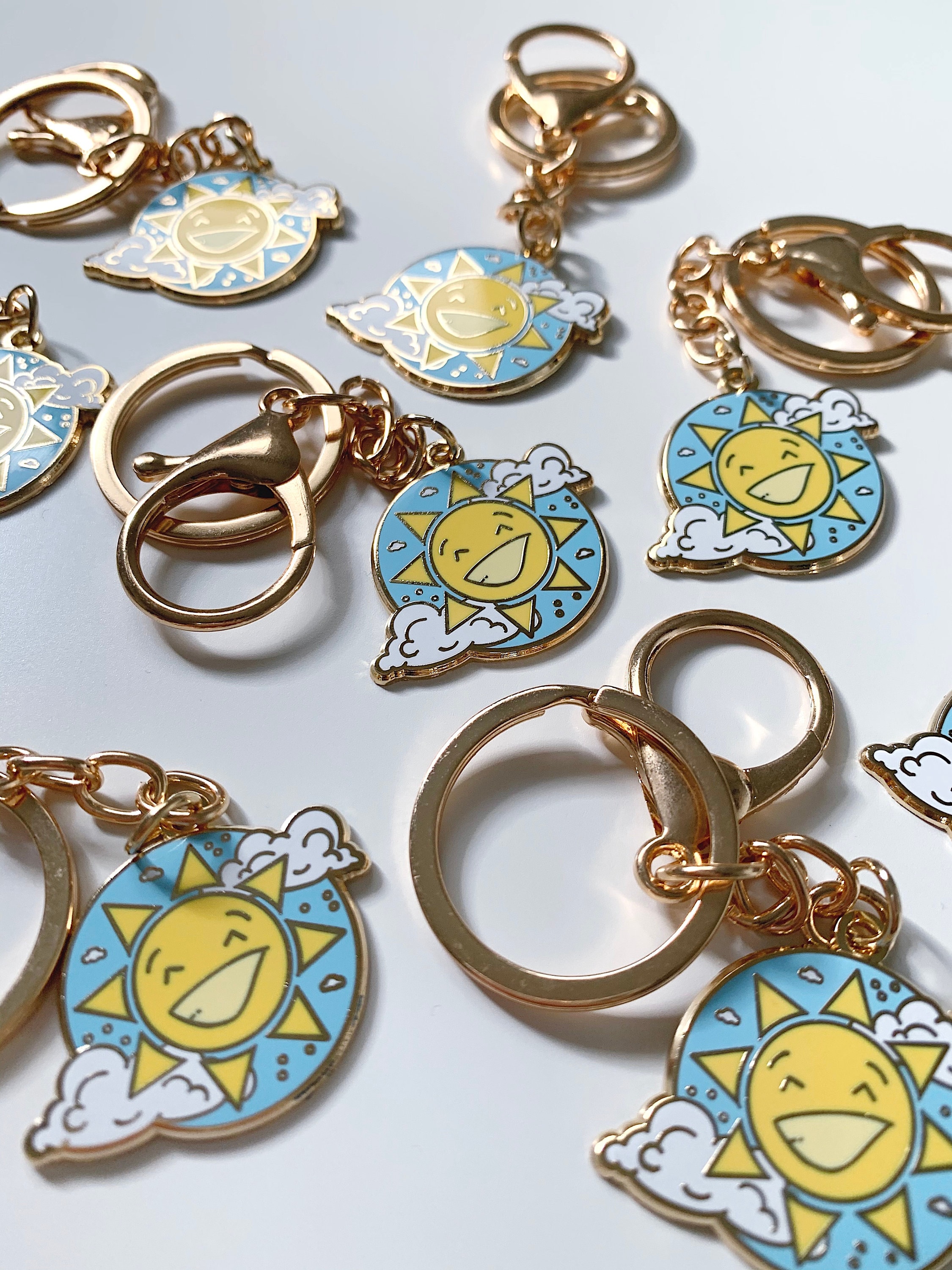 Sun Keychain Gold Hard Enamel Sun Keychain - Etsy