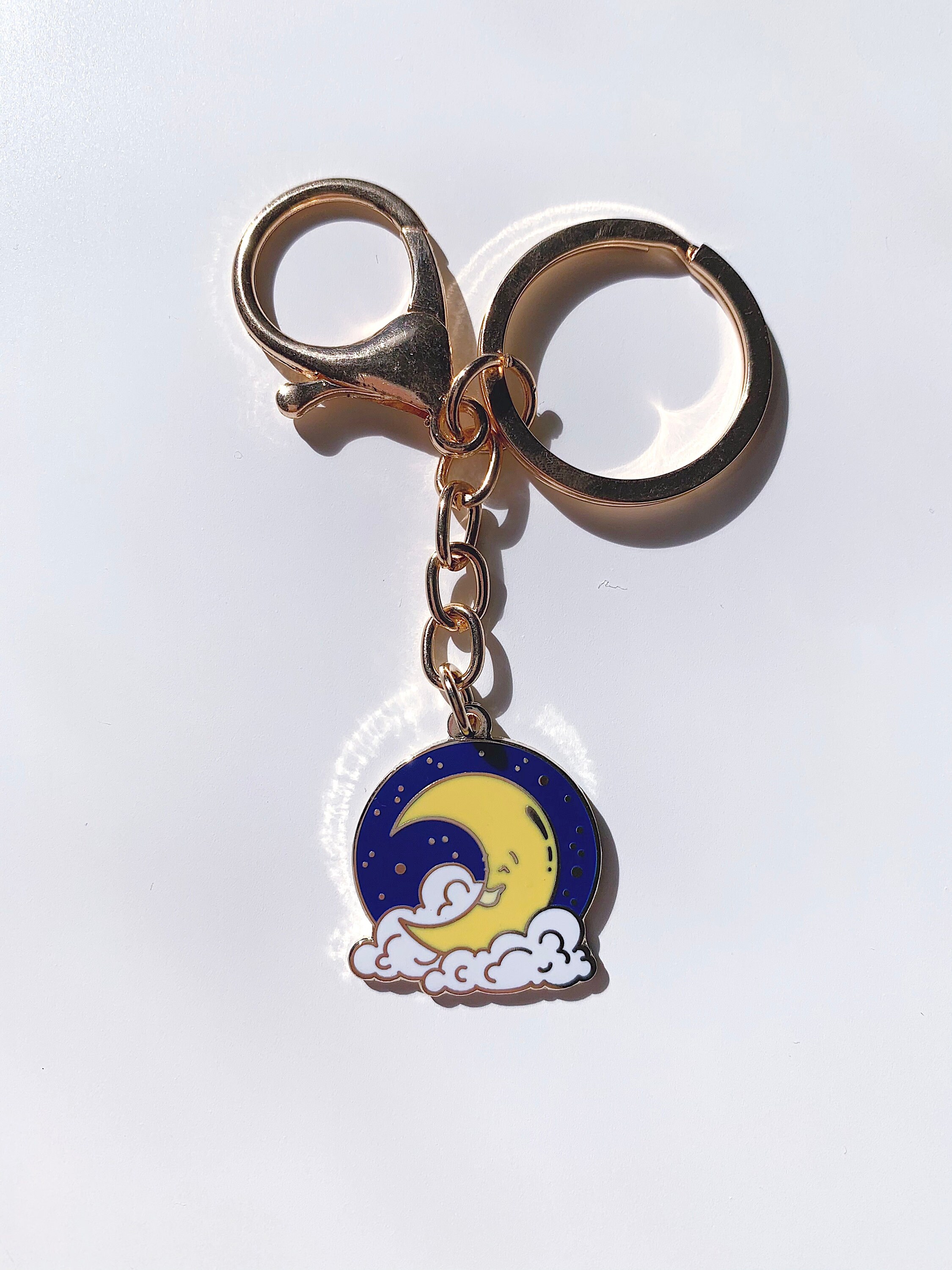 Moon Keychain Gold Hard Enamel Moon Keychain - Etsy