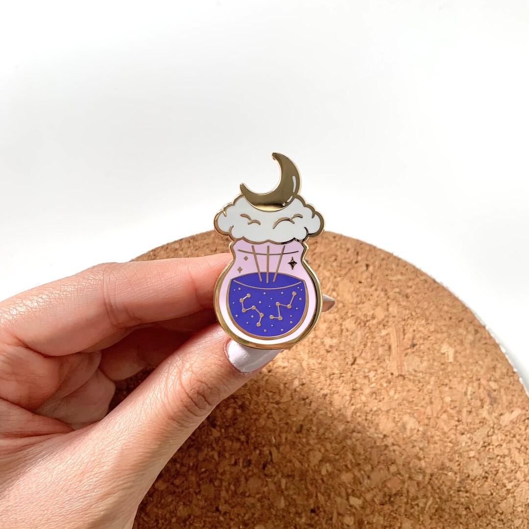 Celestial Essence Enamel Pin | Cosmic Collection - Moon Pin, Clouds ...