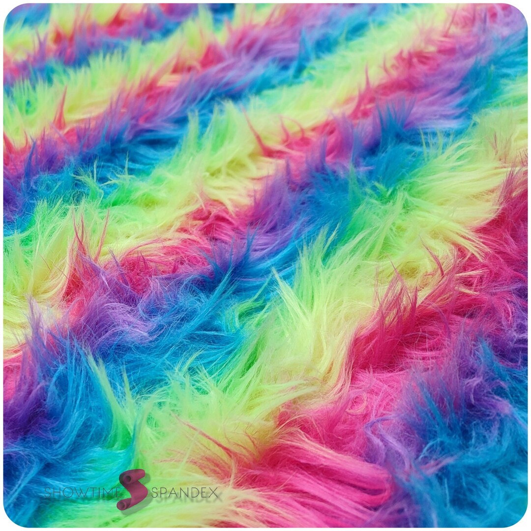 Rainbow Faux Fur Fabric 3 Colors Lines, Medium Fur Length - Etsy