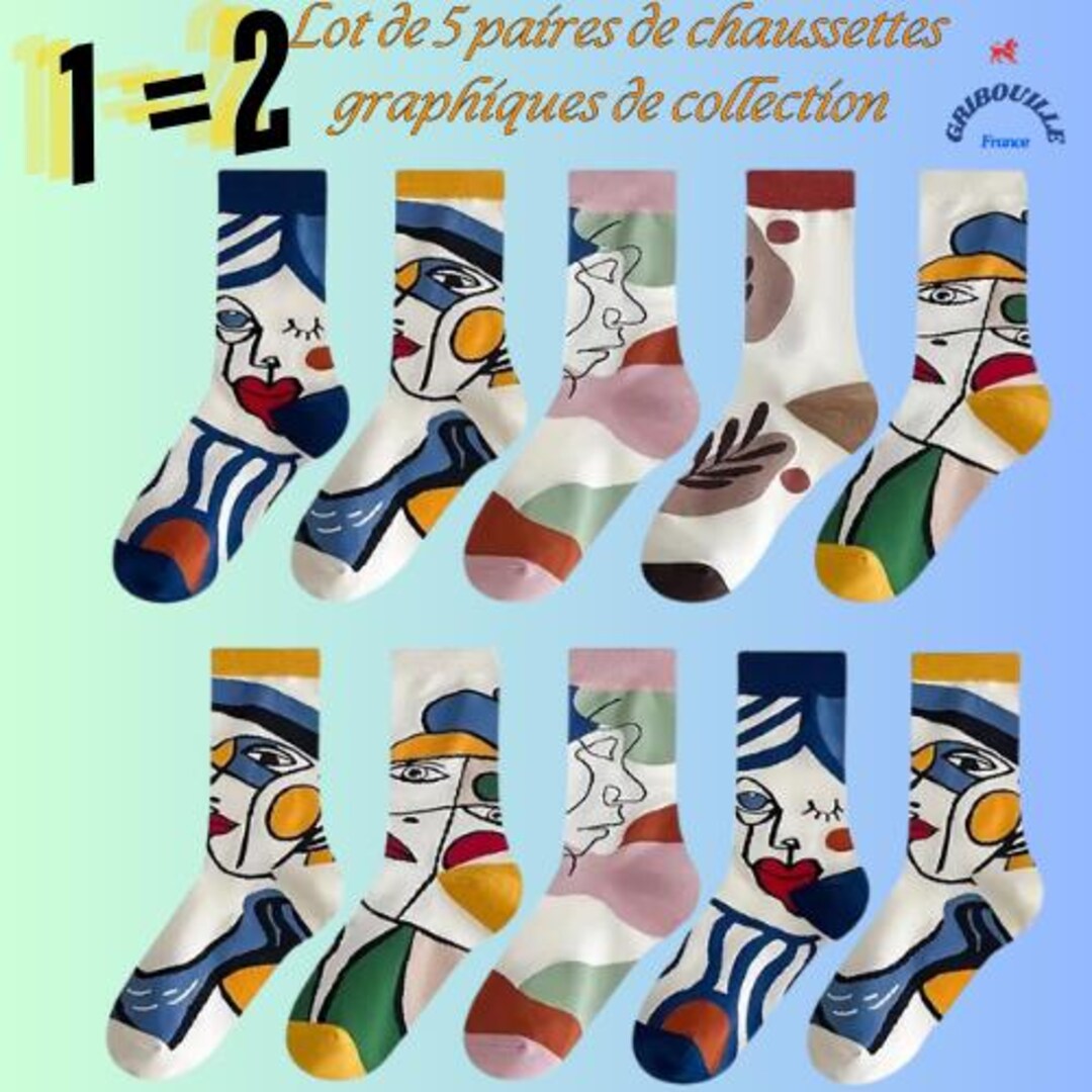 Pack of 5 Pairs of Collectible Graphic Socks - Etsy