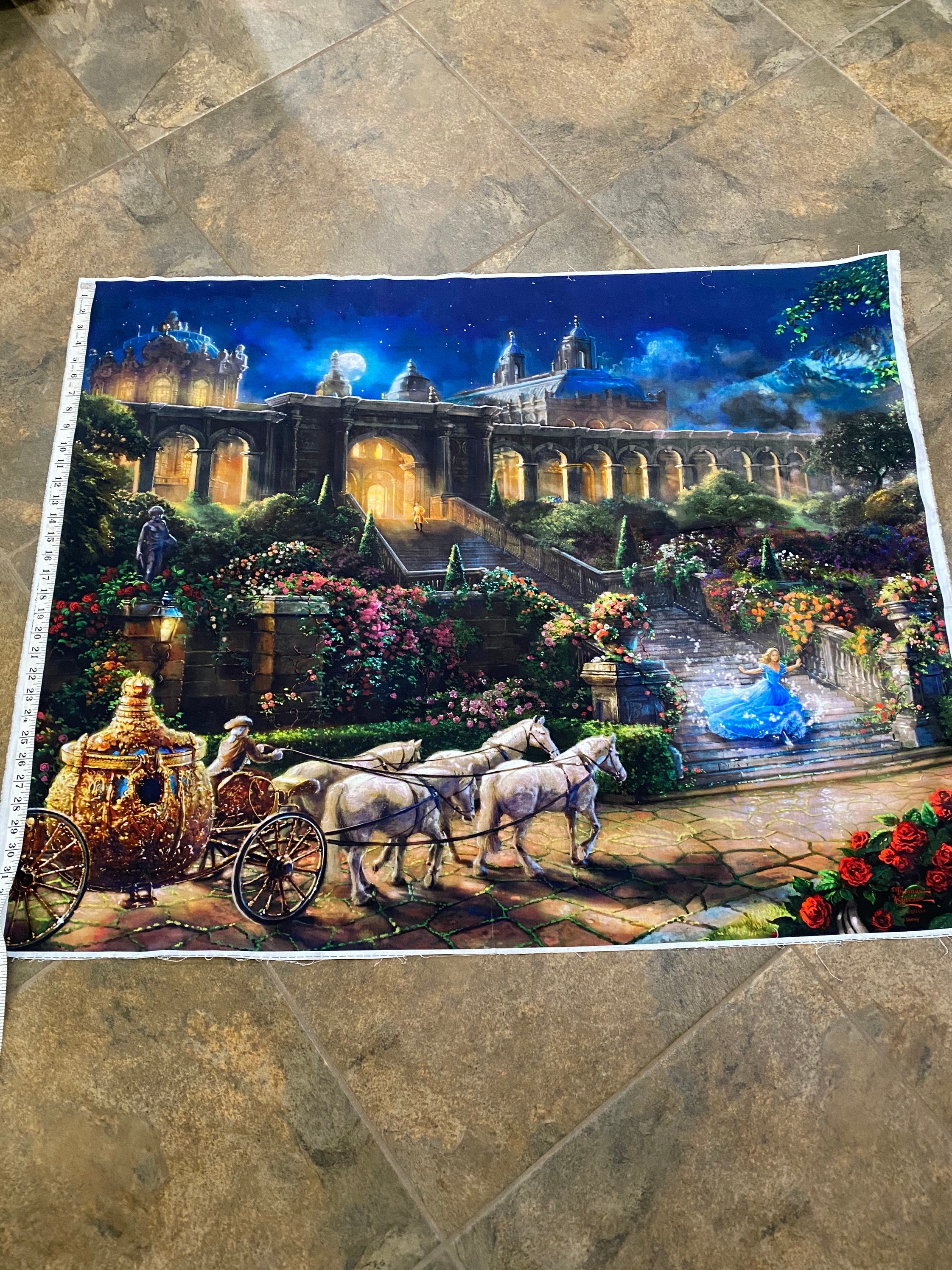 2015 Thomas Kinkade Disney Cinderella Panel 100% Cotton Fabric 34x42 - Etsy