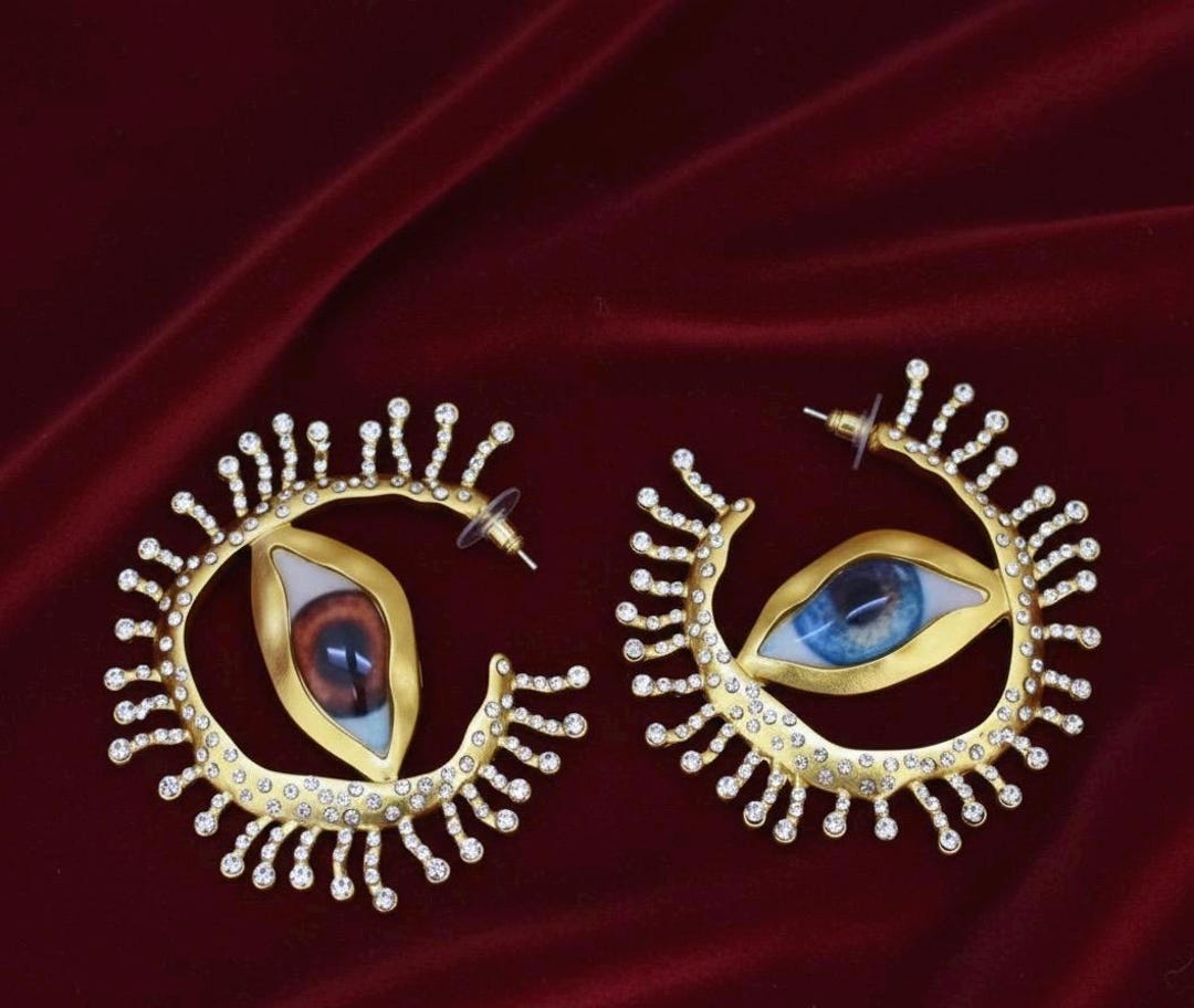 Protective Evil Eye Earrings Gold Design Bold Statement Etsy