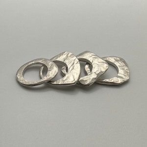 Hand Carved Sterling Silver Stack Rings, Set of Four, Minimalist ...