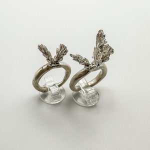 Silver Leaf Rings, Two Stackable Silver Rings, Nature Inspired Silver ...