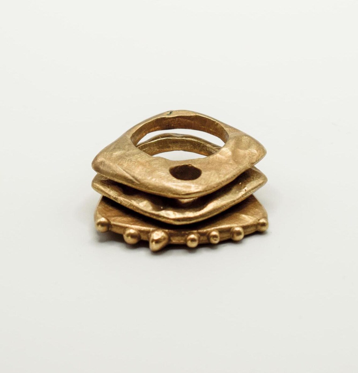 Set of Three Stack Rings, Solid Bronze Rings, Minimalist Jewelry, Boho ...